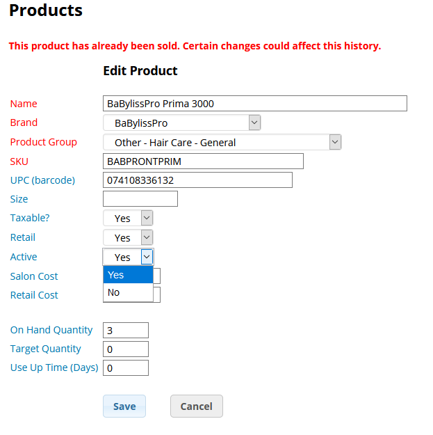 Inactivating Products